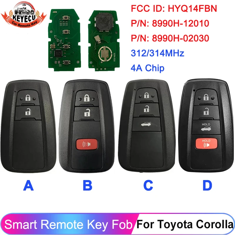 KEYECU-231451-2000-Smart-Key-Fob-For-Toyota-Corolla-2019-2020-2021-2022 ...