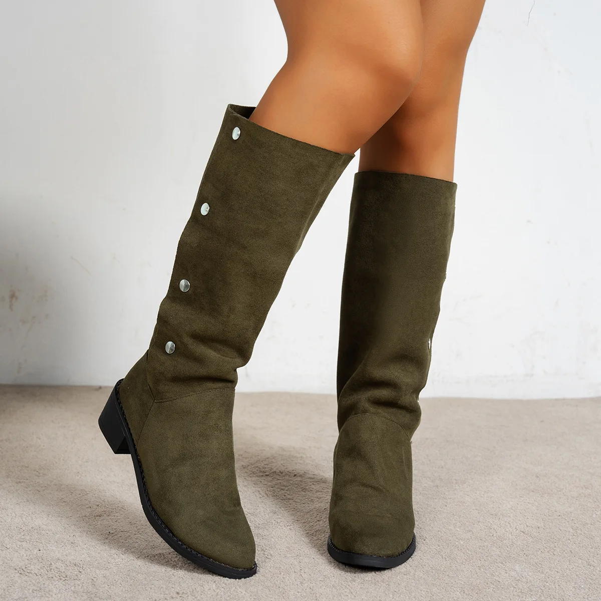 2024 Rivet-Detail Mid-Calf Boots – GonChas