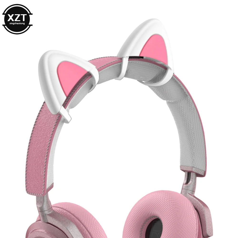 Pink Silicone cat ears for headphones black wireless wired headset ...
