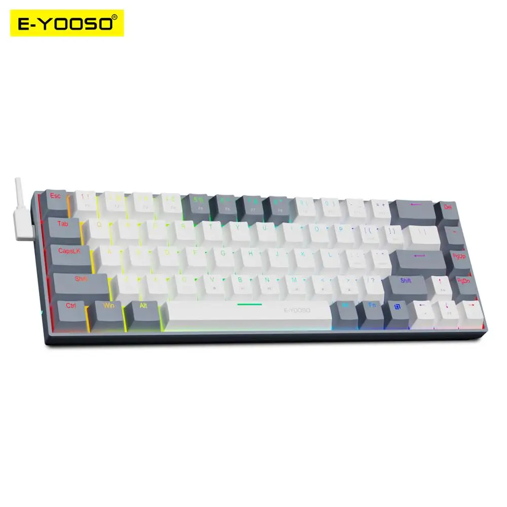 E-YOOSO Z686 RGB USB 60% Mini slim Mechanical Gaming Wired Keyboard Red ...