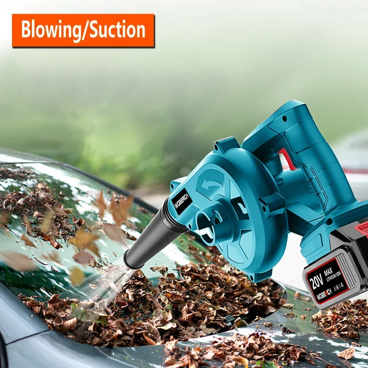 WOBERICH electric air blower cordless handheld 2 in 1 blowing suction ...