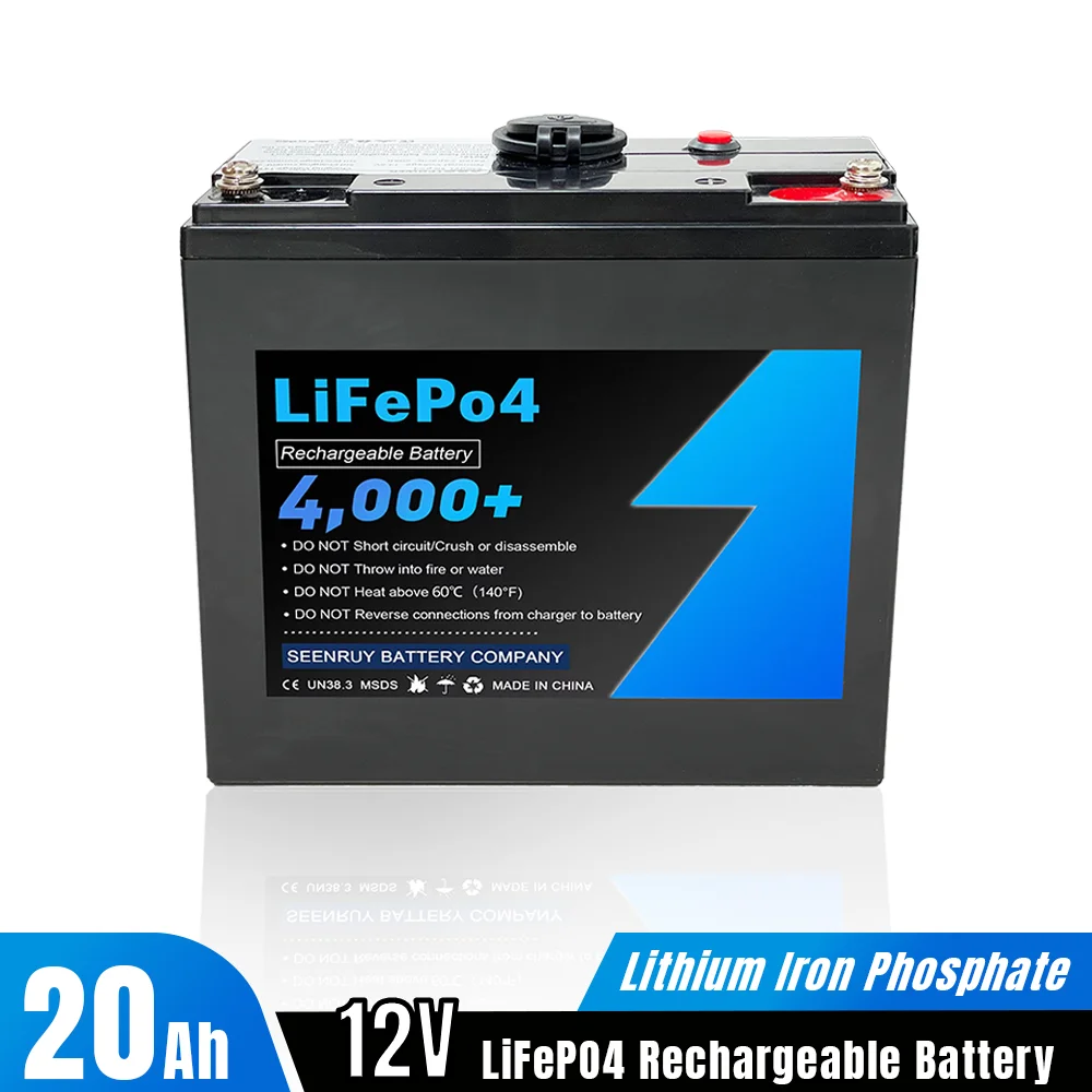 12V 20Ah Lithium LiFePO4 Rechargeable Battery Pack 4s BMS 12.8V 240Wh ...