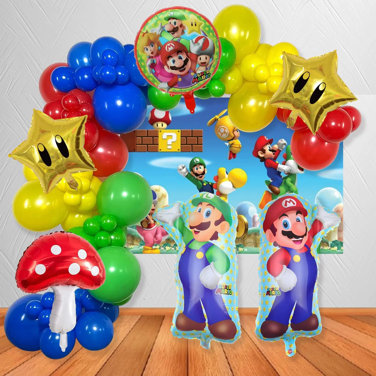 108pcs-Super-Brothers-Mario-Themed-Balloon-Garland-Arch-Kit-Red-Blue ...