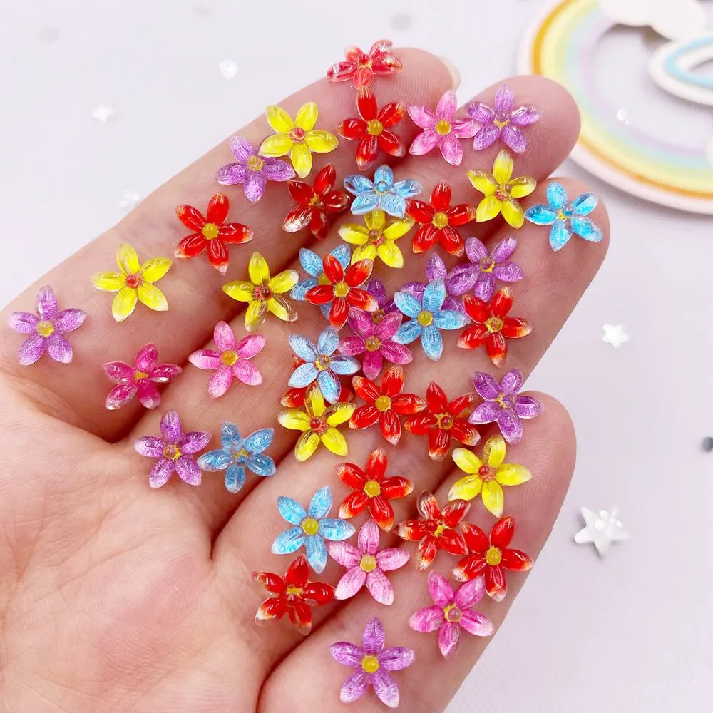 50pcs Glitter Resin Colorful Mini Cute Candy Flower Art Nail Flatback ...