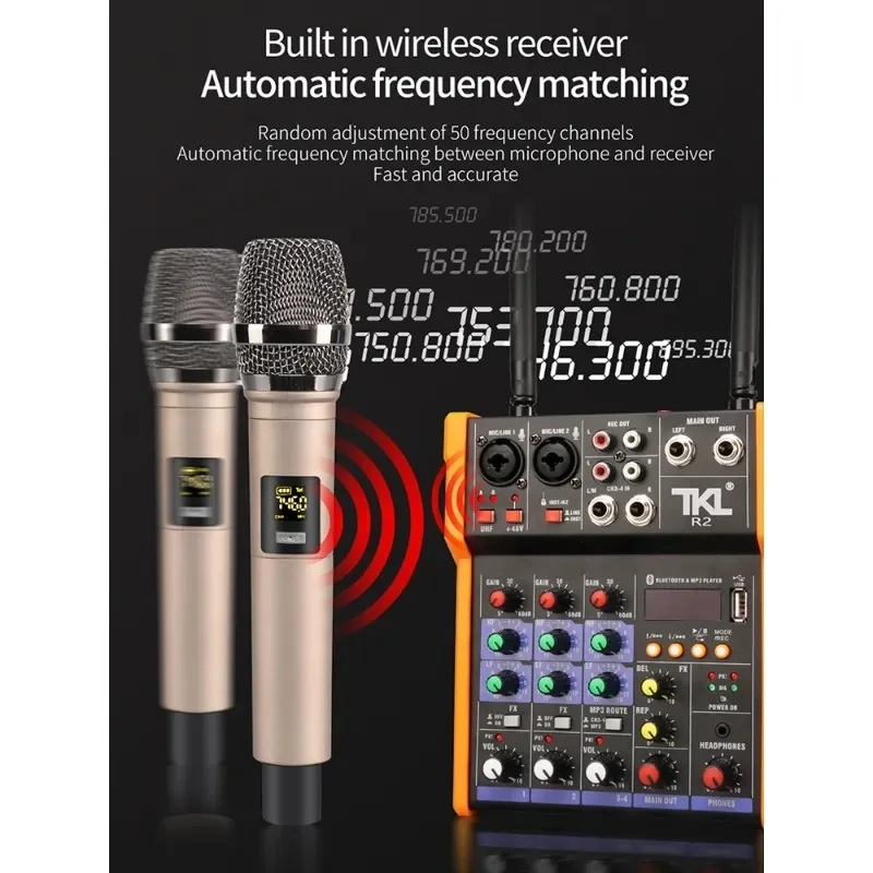 Mini-Dj-Mixer-with-UHF-Wireless-Microphone-4-Channel-Four-Channel-Audio ...