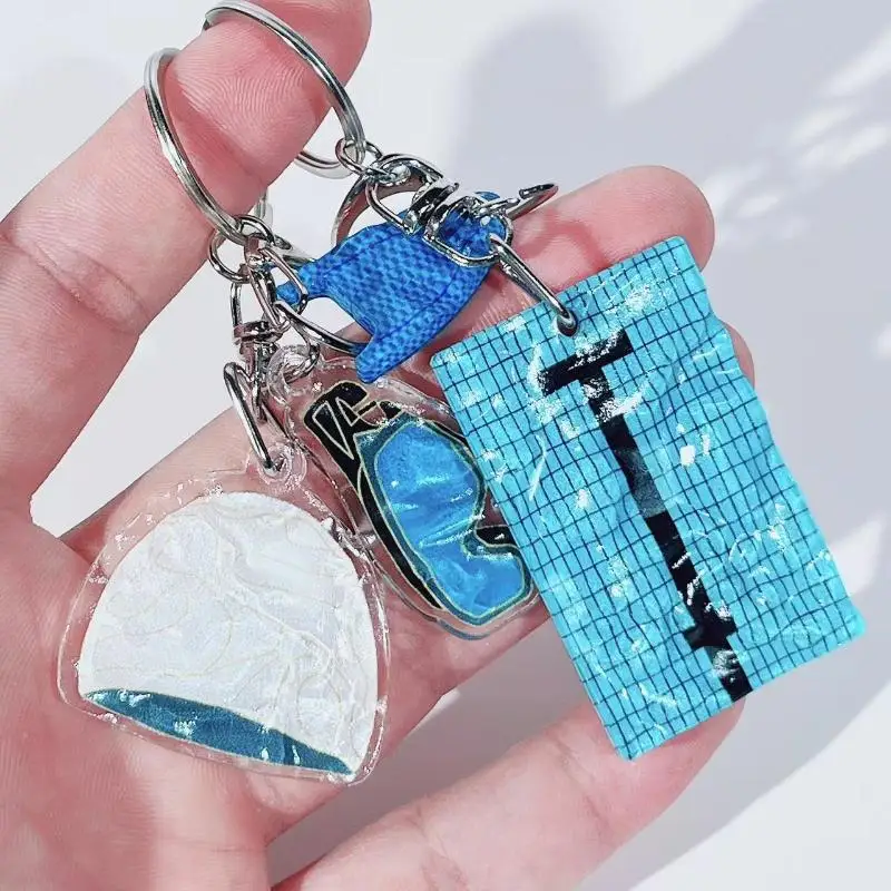 Swimming Cap Keychain with Wavy Design-Creative Pool Themed KeyRing for ...