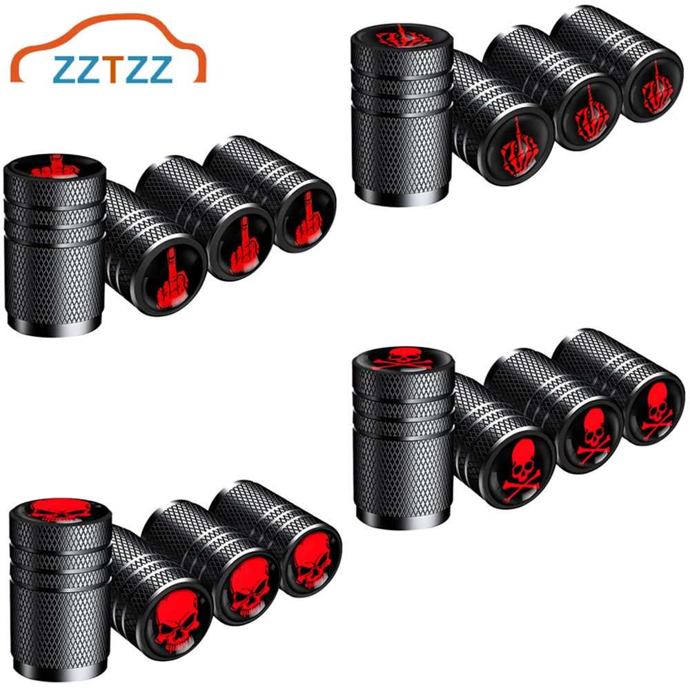 New Car Tire Valve Stem Caps with Funny Logo Aluminum Alloy Air Caps ...