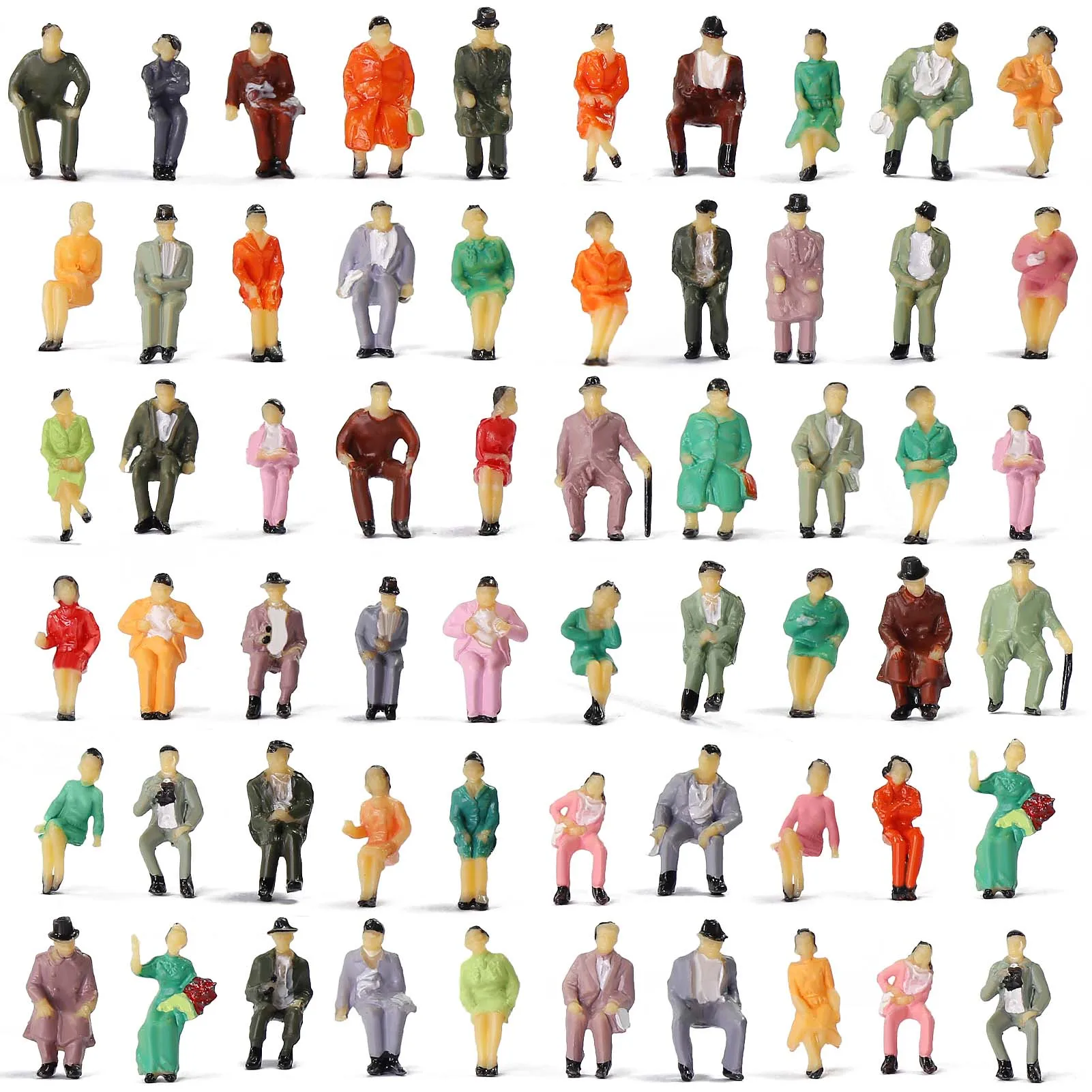 60pcs Sitting 1:87 Passenger Painted Figures | Model Train Scale 1:87 ...