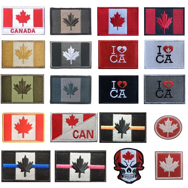 Embroidered Patches Canada Flag I Love CA Maple Leaf Canadian Flags ...