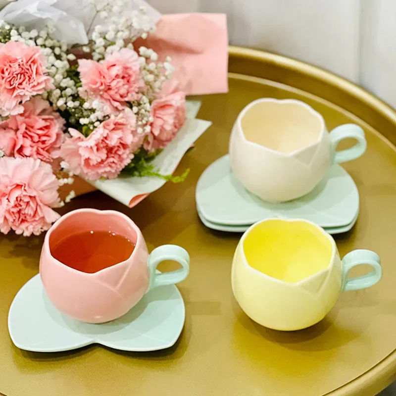 Creative-tulip-modeling-Ceramic-Mug-Round-Ears-Handle-Coffee-Cup-Water ...