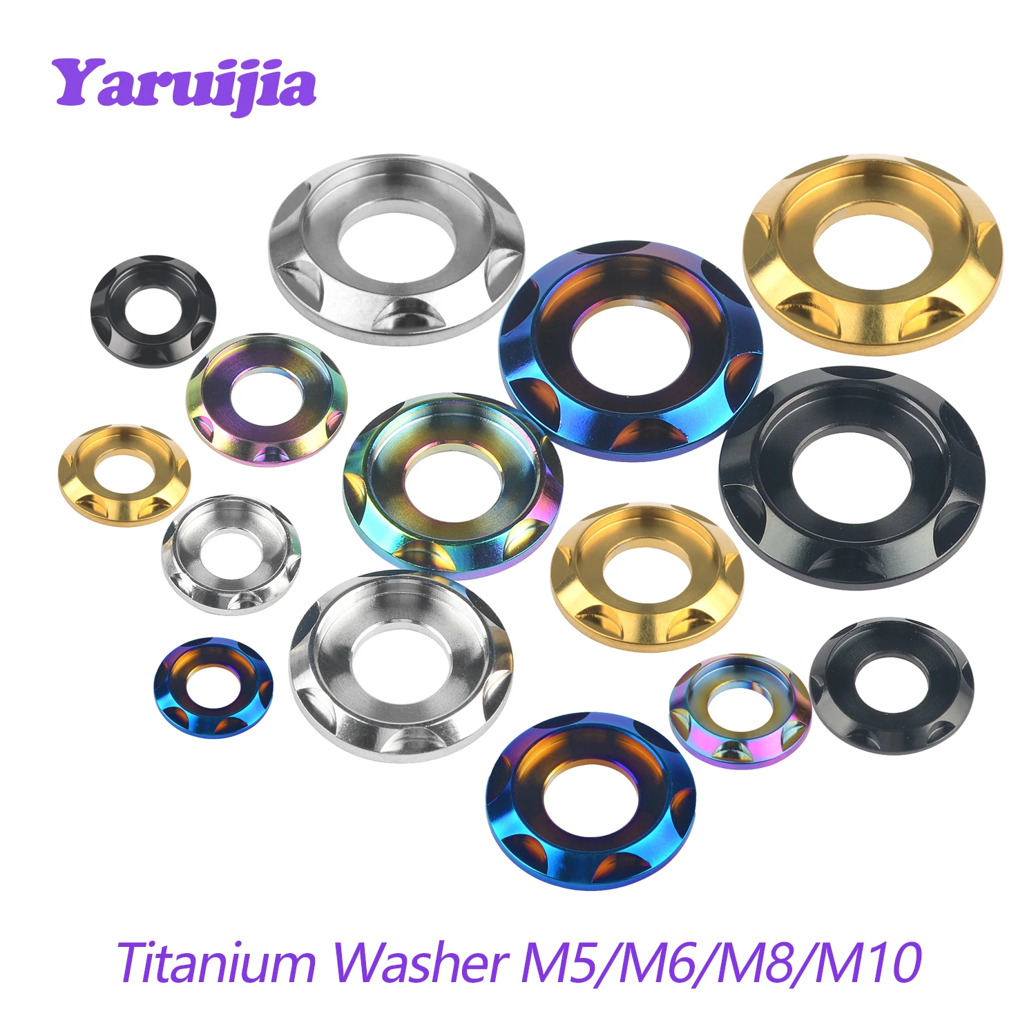 Yaruijia Titanium Spacer Washers M5/M6/M8/M10 Gasket for Bike Motorcycle Car Decorative Washers ...