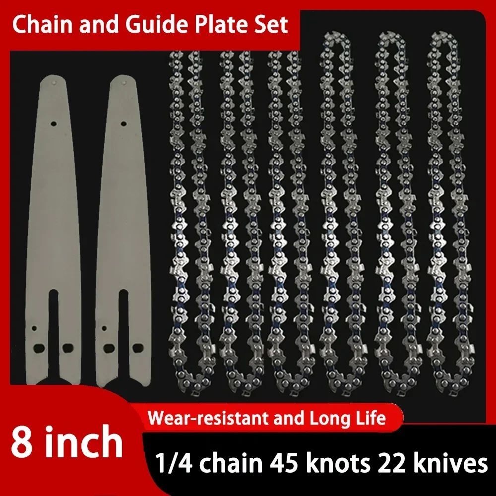 8 Inch Chain Saw Blade Chainsaw Chain Guide Bar 1/4"P Portable Electric ...