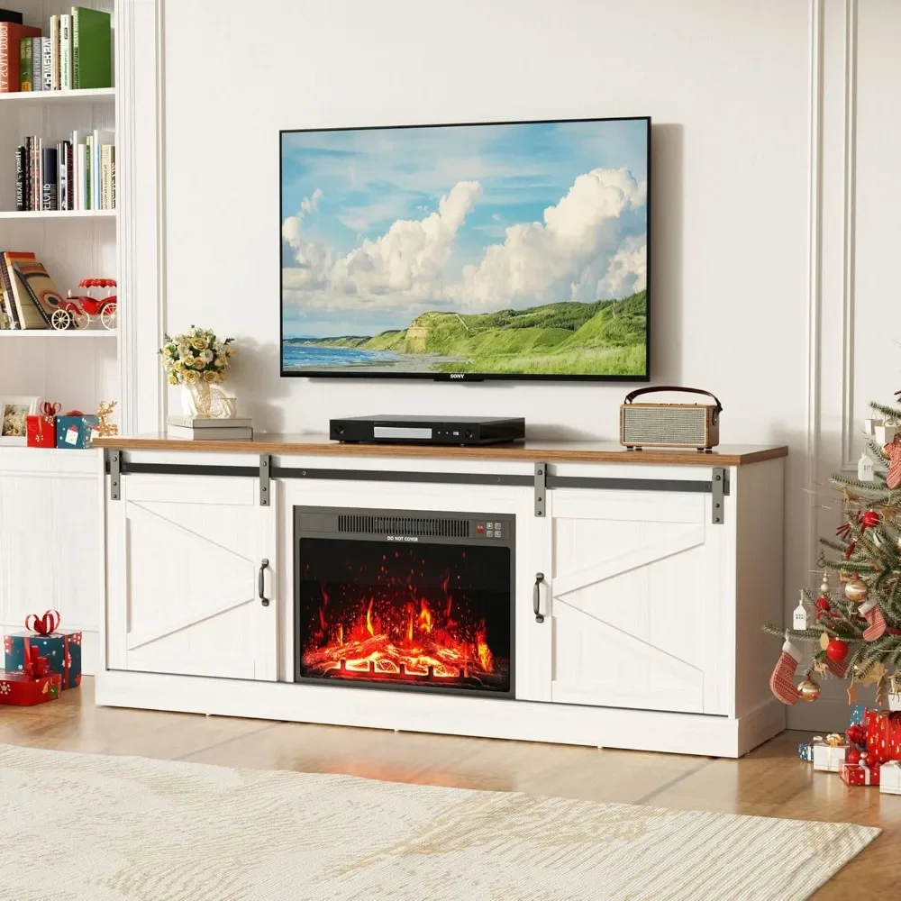 Fireplace-TV-Stand-with-Sliding-Barn-Door-for-TVs-up-to-75-Media ...