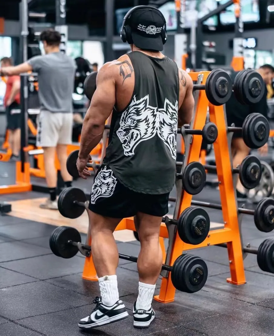 DARC Wolf Head Quick Dry Wolf Sleeveless Shirt Fitness Sports Casual ...