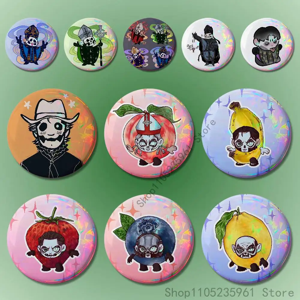Band G-Ghost Cute Fruit Chibi Pin Tinplate Round Brooch Cosplay Nijigen ...