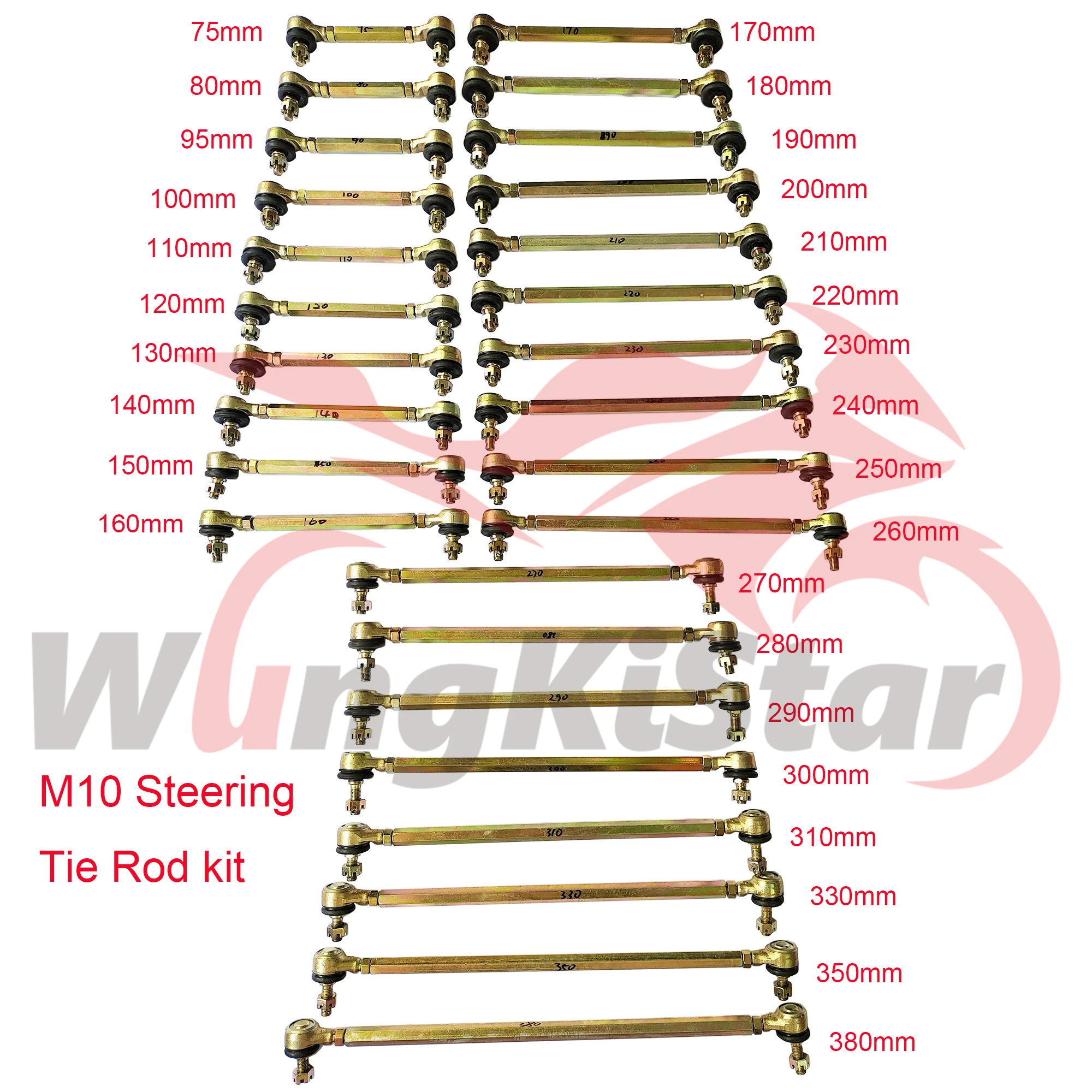 Motorcycle-M10-Ball-Joiner-Bolt-Tie-Rod-75mm-380mm-Steering-Track-Rod ...