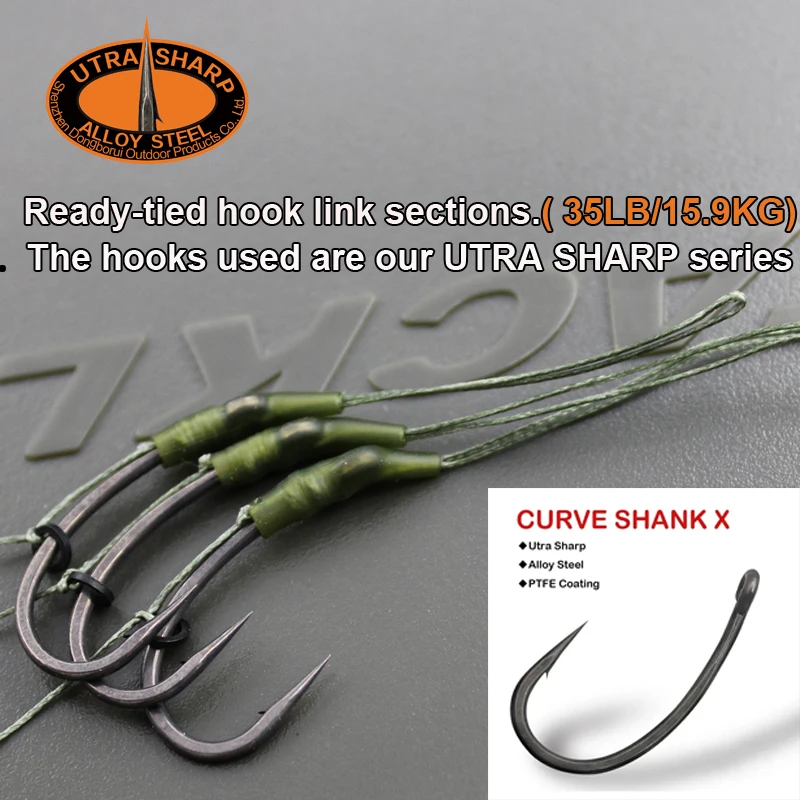 Carp Fishing Line Hair Rig Loop Rigs ready-tied Soft hook link sections ...