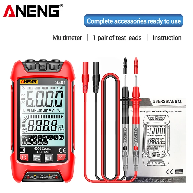 ANENG SZ02 Digital Multimeter Transistor Smart Testers 9999 Counts True ...