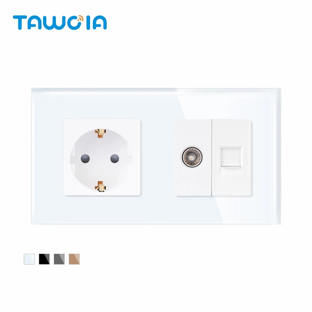TAWOIA Wall Power Socket TV PC EU Standard 16A Socket Outputs Socket ...