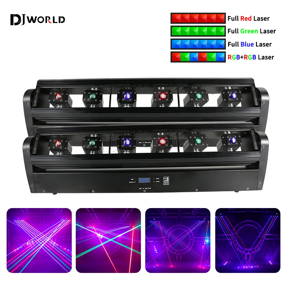 2PC/Set 6 Eyes Moving Head Beam Light RGB-RGB 6x500mW Stage Bar DMX ...
