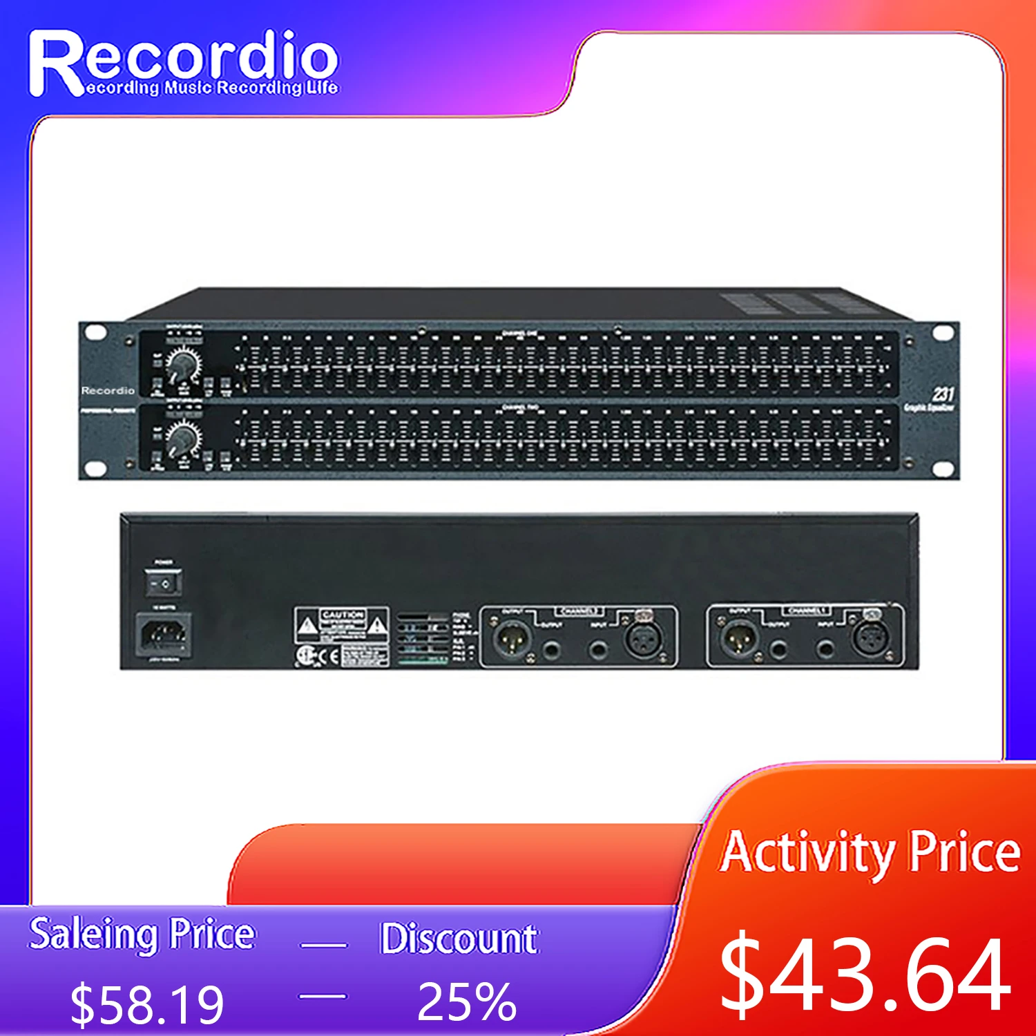 GAX 231 Professional Equalizer stage analog Dual Channel 31 Band stereo ...