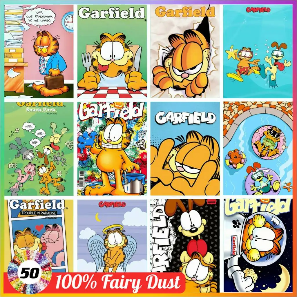 Cartoon-G-Garfield-Cute-Classic-Canvas-Crafts-Artificial-5d-Fairy-Dust ...