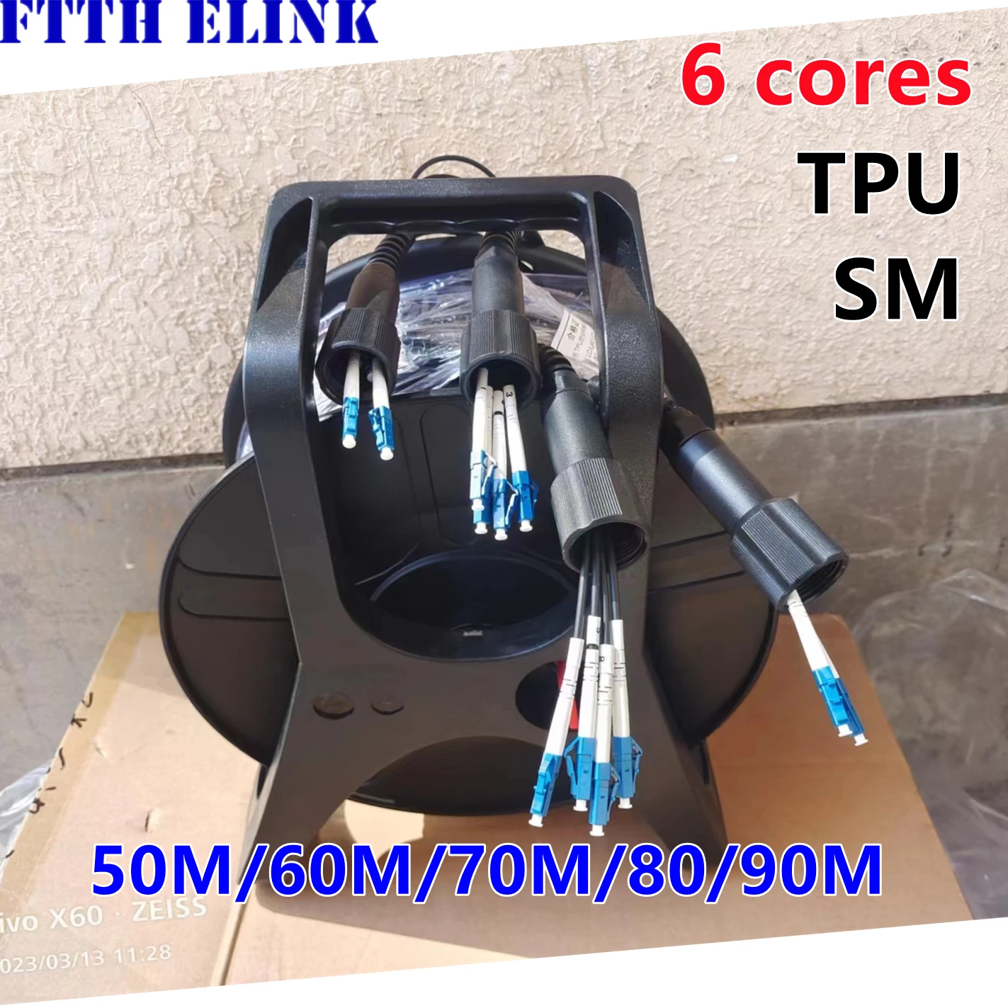 6C TPU LC-LC Armored optical Patch cord 50m60m70m80m90m 6 cores with ...