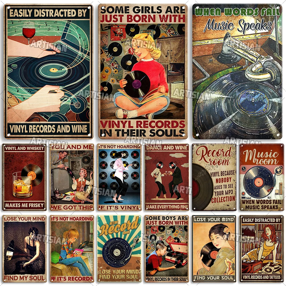 ARTISIAN Rusty Vinyl Records Metal Tin Sign Vintage Decorative Plate ...