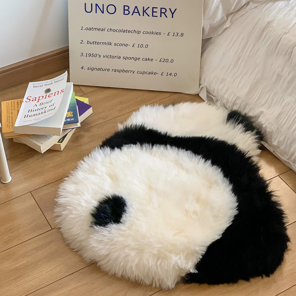 Cute Panda Wool Plush Cushion Carpet Handmade Bedroom Living Room Sofa ...