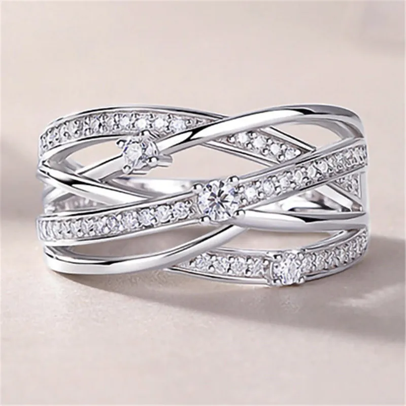 925 Sterling Silver Cross Finger Ring Lady Fashion Party Jewelry Shiny ...