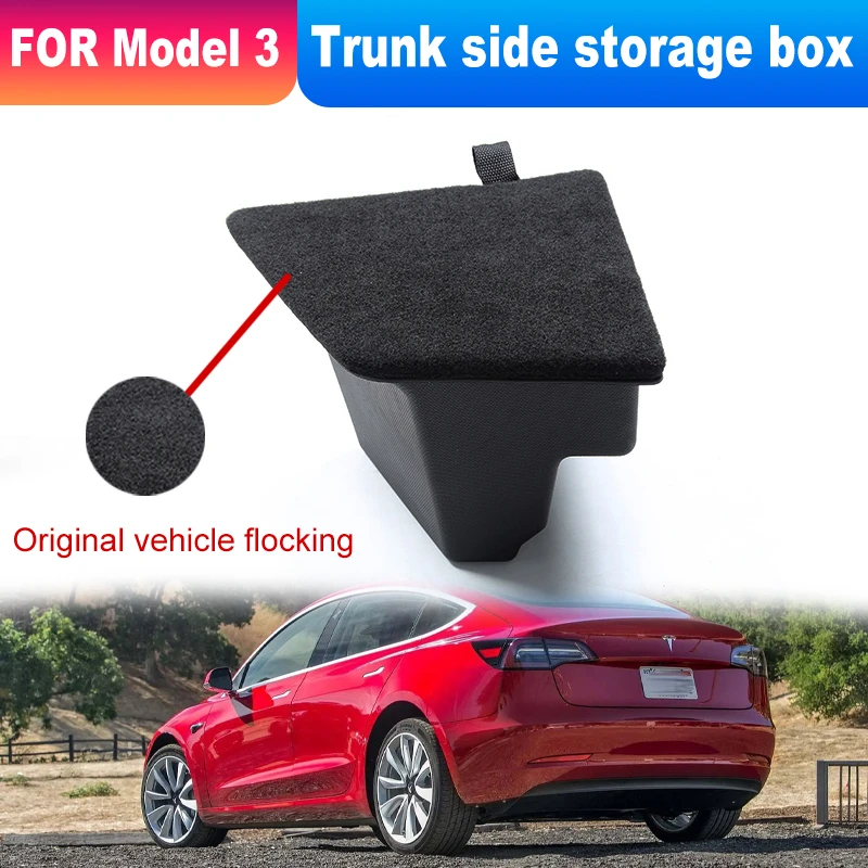 For Tesla Model 3 Rear Trunk Organizer with Lids Side Storage Box ...