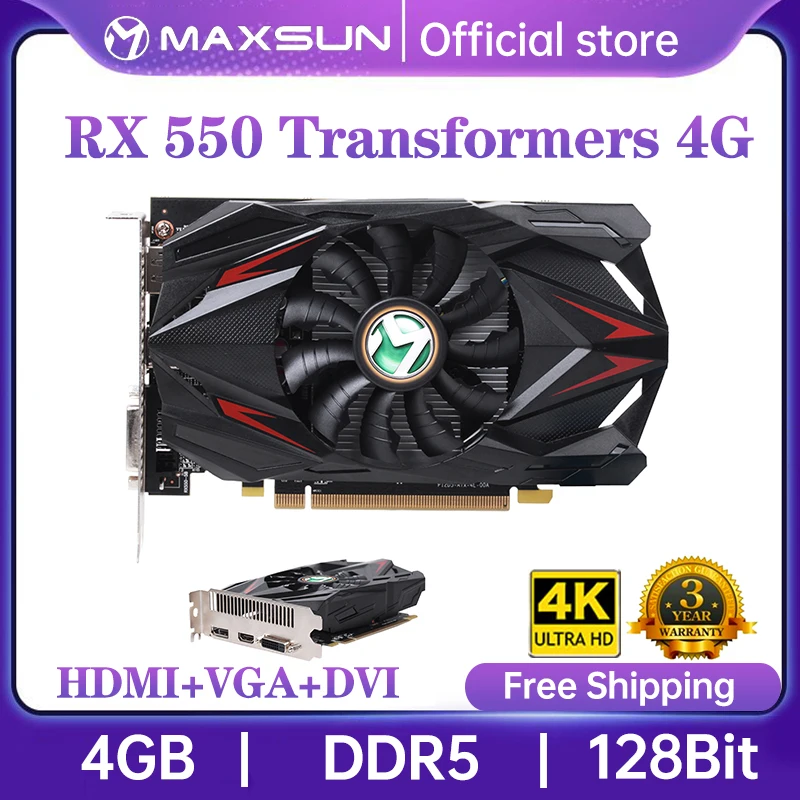 MAXSUN transformadores GPU AMD Radeon RX 550, 4G, GDDR5, 14nm ...