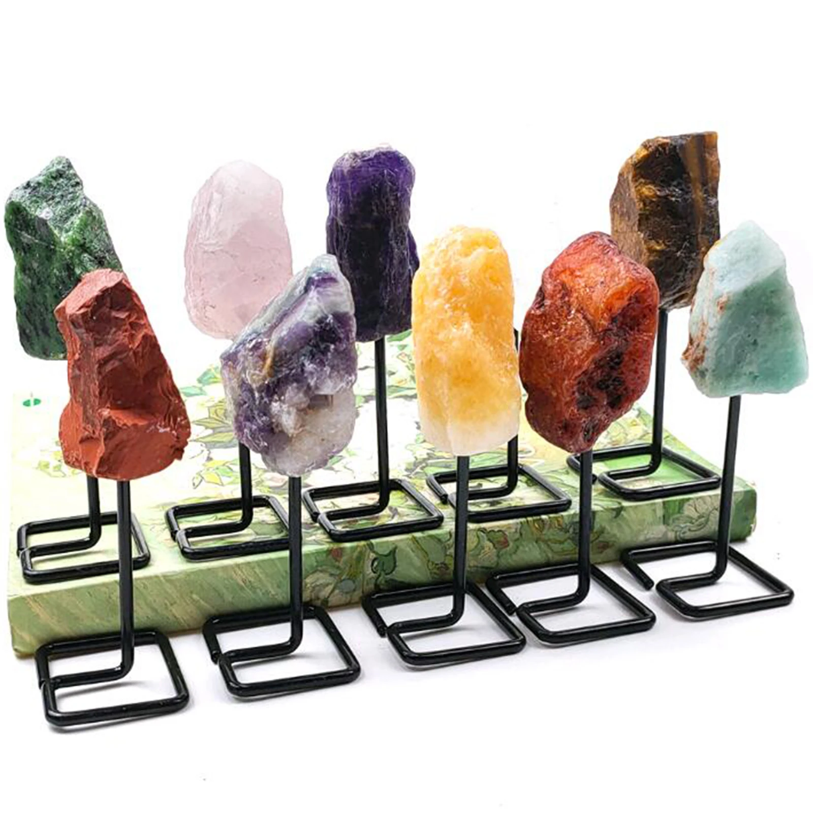 1Pc-Natural-Raw-Crystal-on-Metal-Stand-Home-Decor-Healing-Stone-Reiki ...