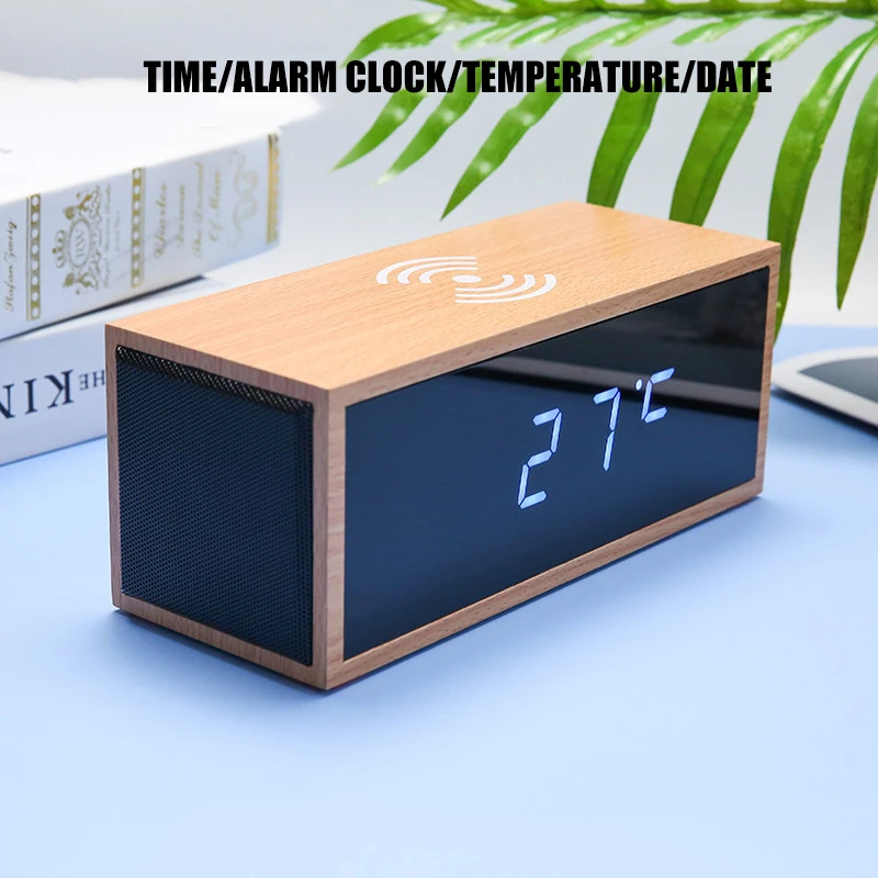 Bluetooth-Audio-Electronic-Clock-Wireless-Charging-Smart-LED-Digital ...