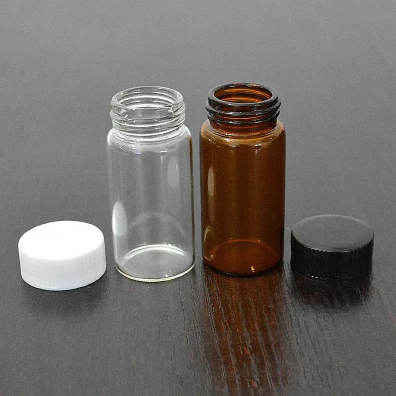 100Pcs-3ml-5ml-Glass-Clear-Amber-Small-Medicine-Bottles-brown-Sample ...