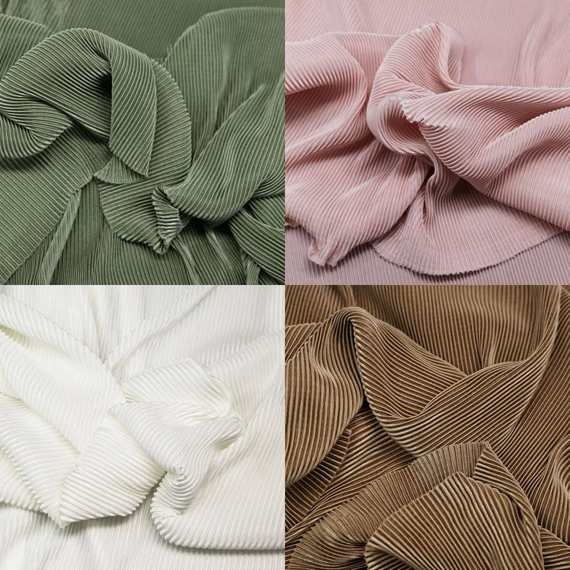 Striped Texture Pleated Knitted Elastic Fabric Spring/Summer Dress Wide ...