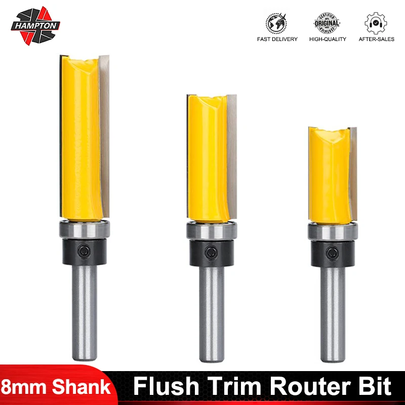 HAMPTON-Flush-Trim-Router-Bit-8mm-Shank-Top-Bottom-Bearing-5-8-Pattern ...