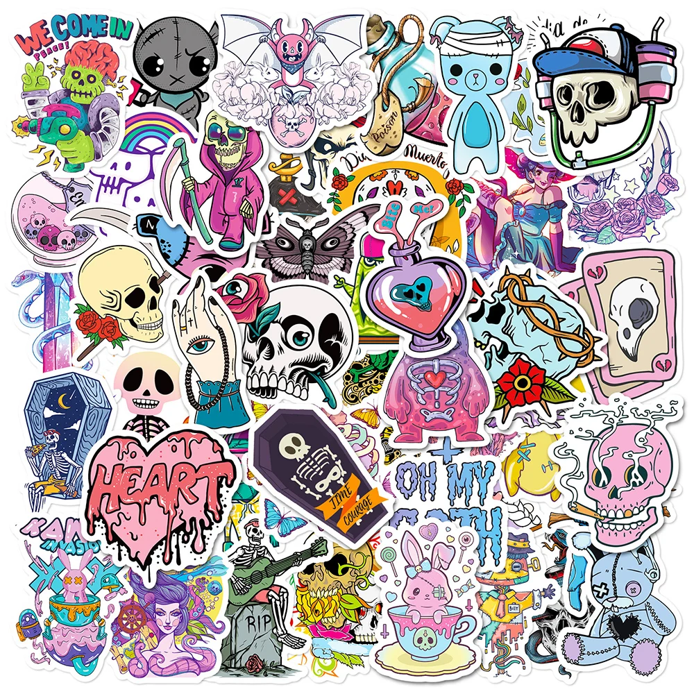 10/30/50pcs Cute Gothic Girls Cartoon Stickers Aesthetics Graffiti ...
