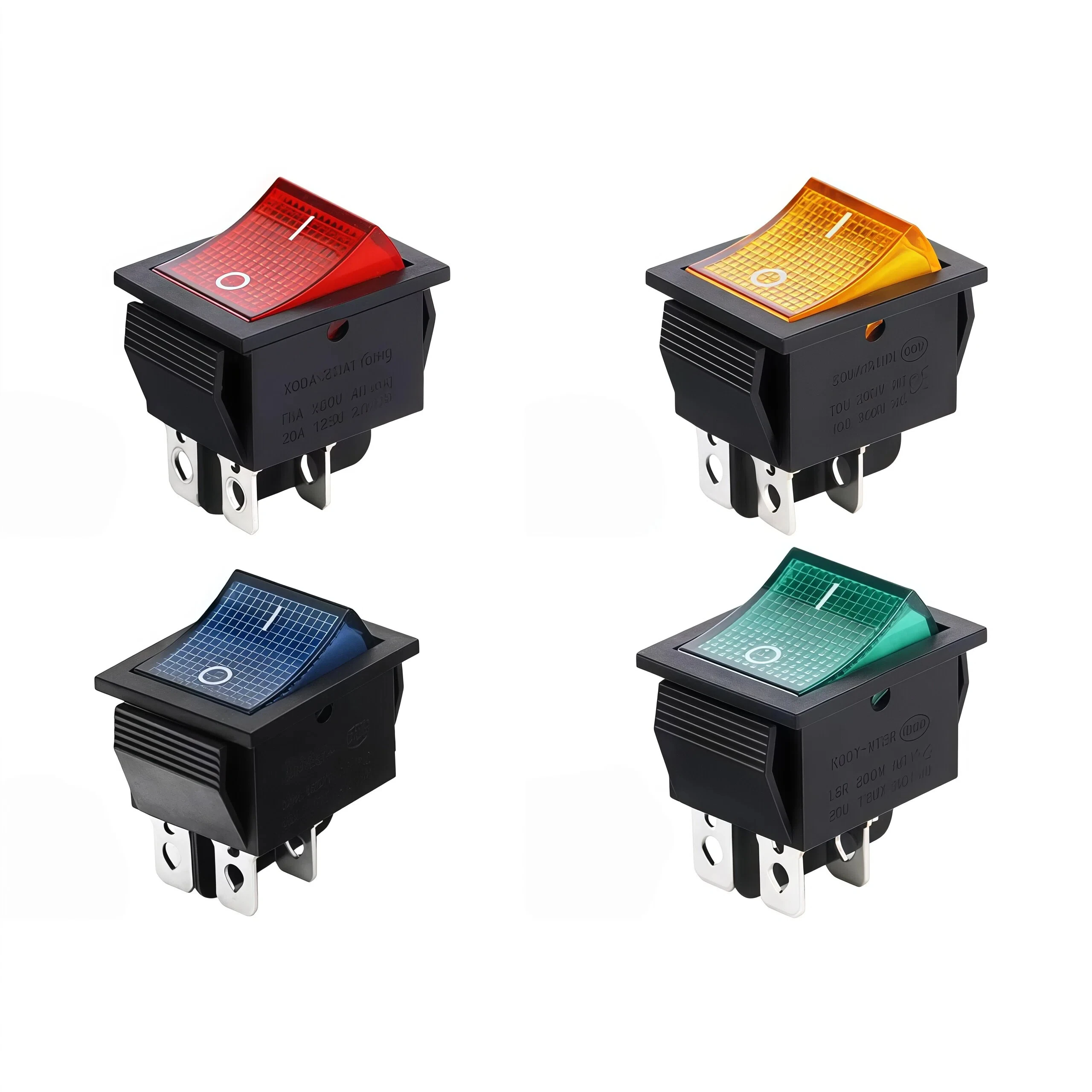 1/3/5PCS oF KCD7-2211N or KCD4 4-pin 2-speed rocker switches Red/Green ...