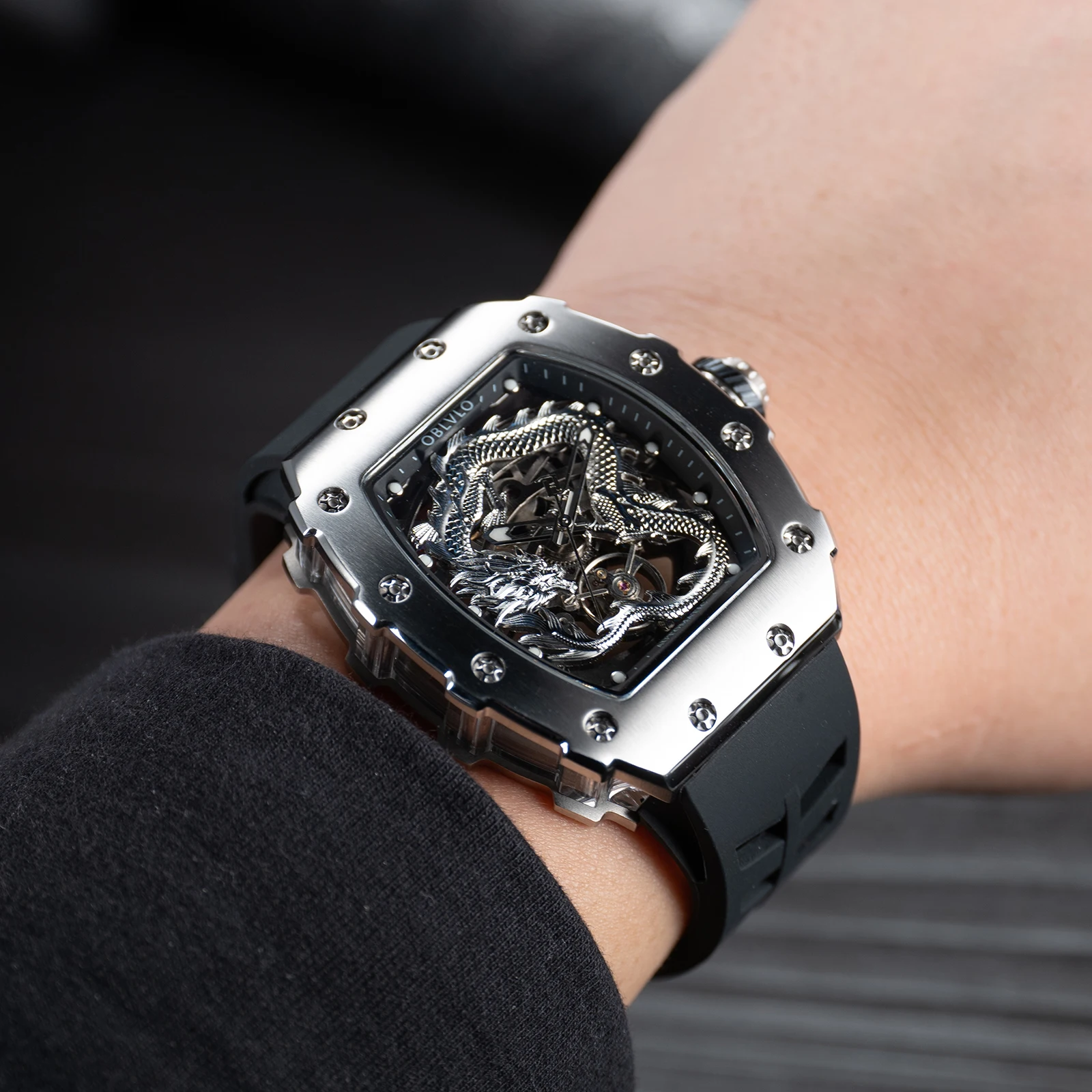 OBLVLO-Top-Luxury-Stainless-Steel-Tonneau-Skeleton-Dragon-Mechanical ...