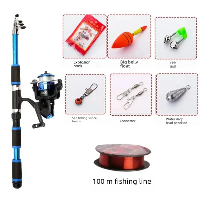 Portable Ultra-hard Sea Rod Set Long-throw Fishing Rods Glass Steel ...