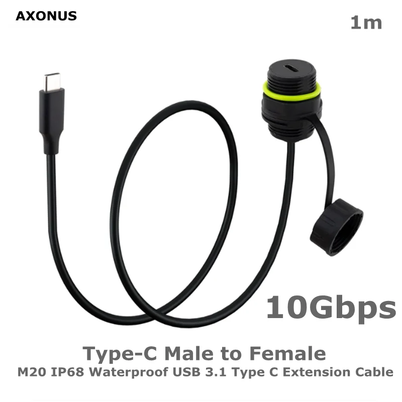 3.3ft M20 IP68 Waterproof USB 3.1 Type C Male to Female Extension Cable ...