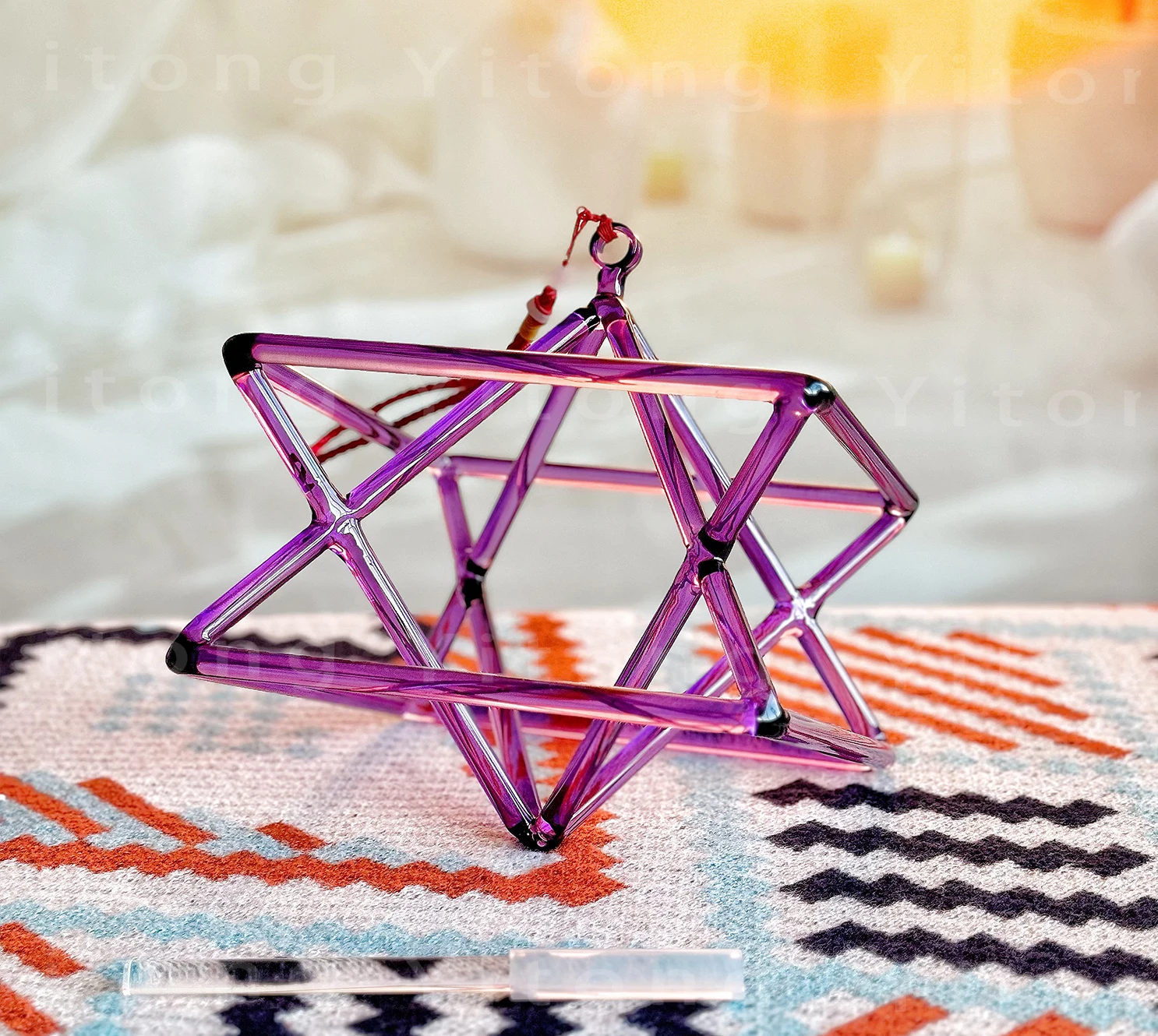 Hot sale Purple Merkaba Crystal Pyramid Quartz Yoga Meditation Chakra ...