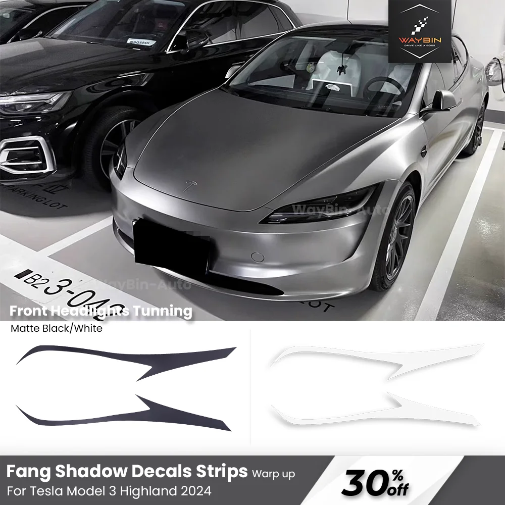 Tesla-Model-3-Highland-2024-Car-sticker-Headlight-Strips-Bumper-Fang ...