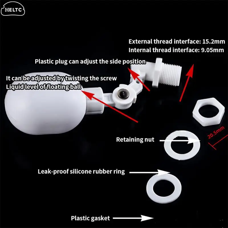 1pcs-POM-White-Inlet-Float-Valve-Adjustable-Auto-Fill-Float-Ball-Valve ...