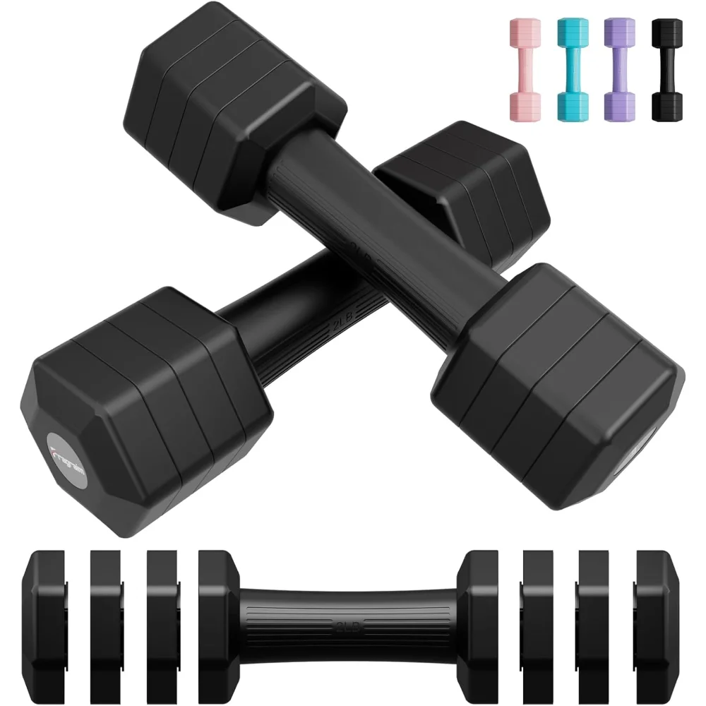 Adjustable Dumbbells Set, 4 in 1 Hand Weights Set for Women Men 10 LB ...