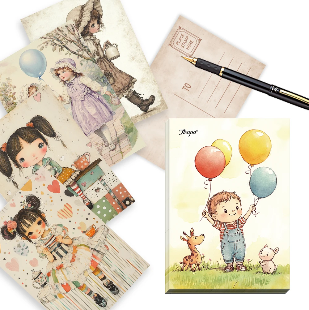 32pcs Retro Cute Girl Postcards,Adorable Healing Theme,Indoor Bedroom ...