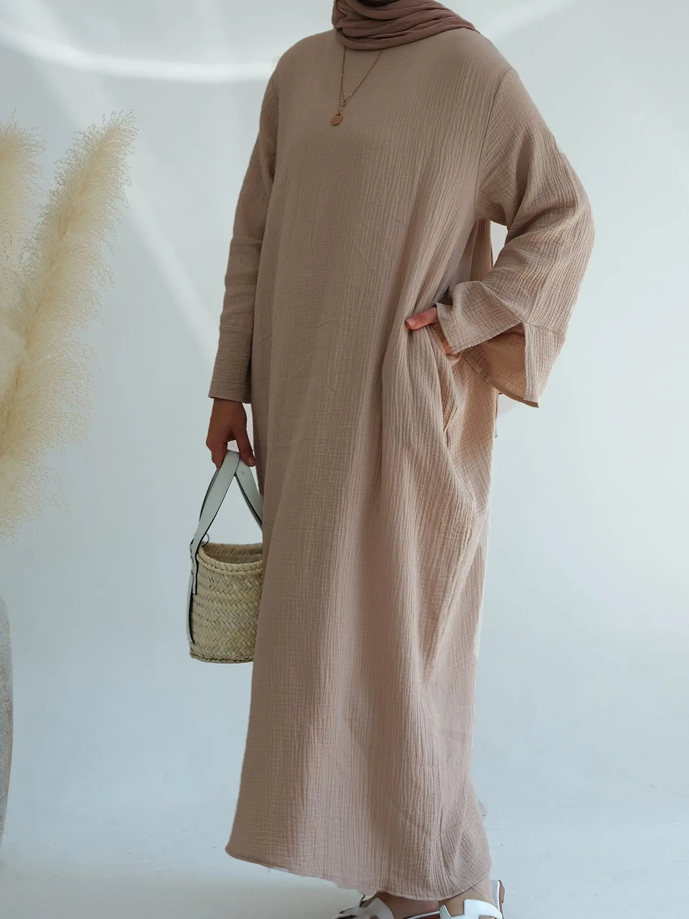 Abaya-c-moda-informal-de-Dub-i-para-mujer-100-algod-n-ropa-turca ...