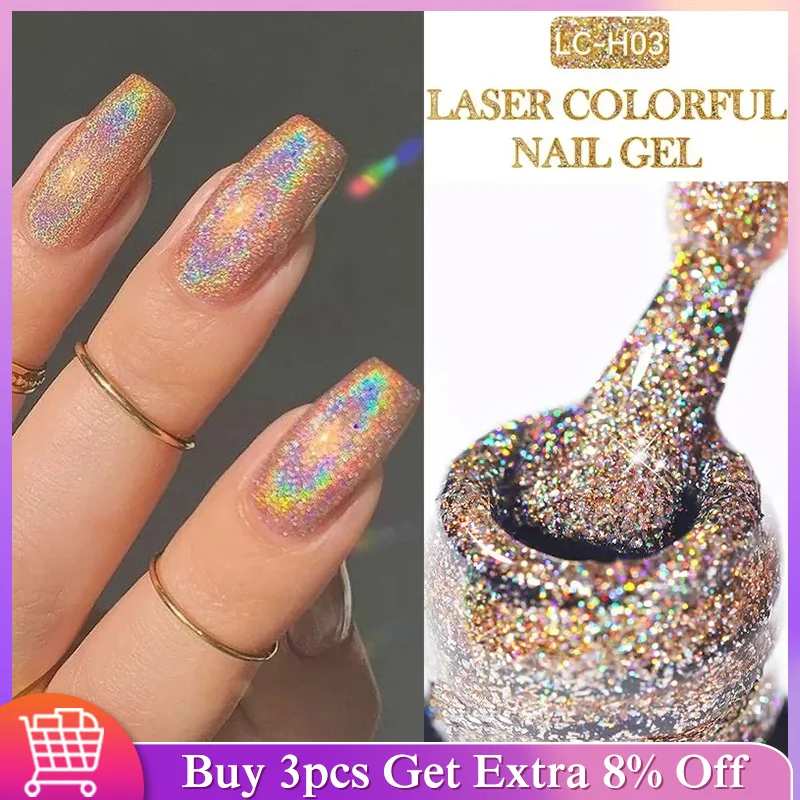 LILYCUTE-Esmalte-Glitter-Laser-Dourado-Arte-Nail-Semi-Permanente-Gel-UV ...