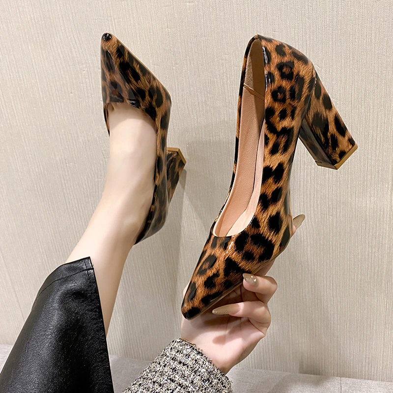 Leopard-shoes-women-thick-heels-Zapatos-Leopardo-Mujer-high-office ...